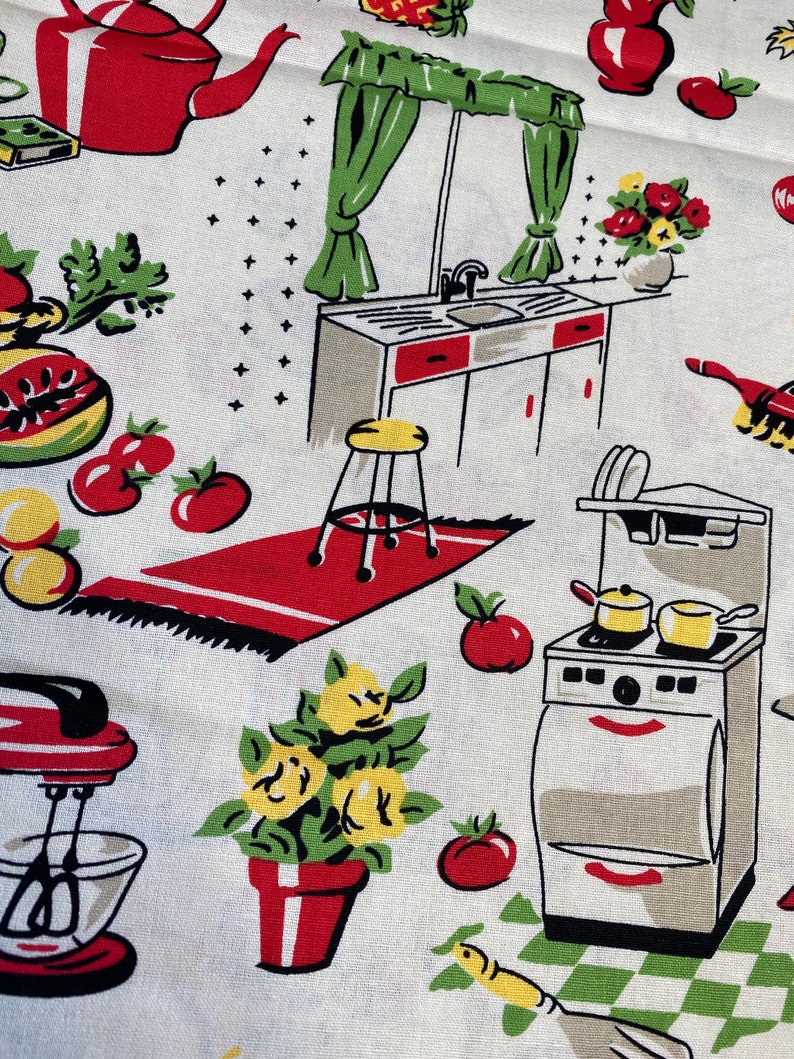 Retro Fifties Kitchen Fabric Quilting Cotton Crafting Sewing Fabric - Etsy