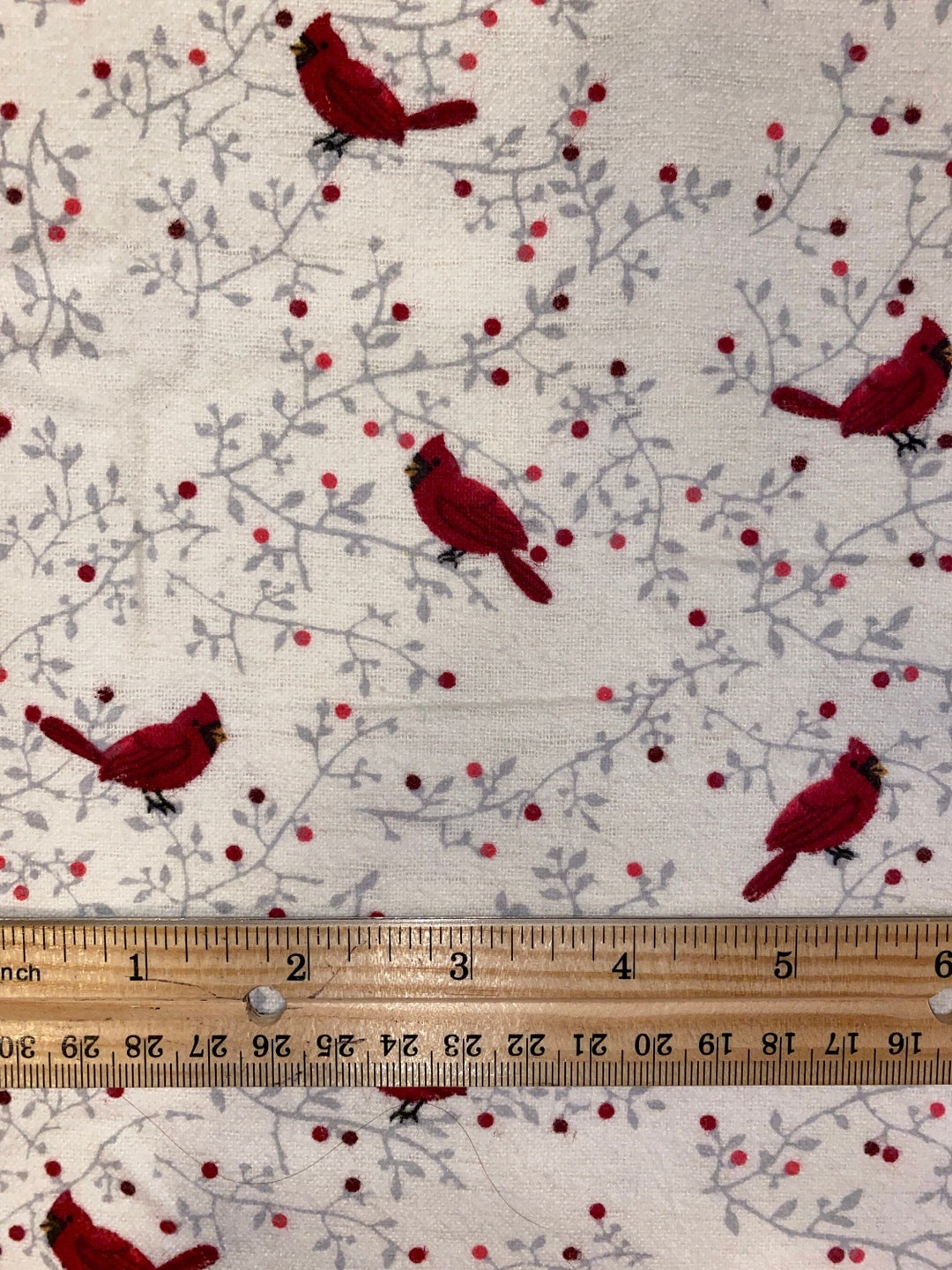 Cardinals Fabric Flannel Christmas Holiday Bird Cardinal Birds Quilting ...