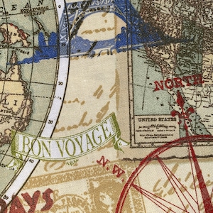 World Map Travel Cotton Quilting Crafting Sewing Fabric - Etsy