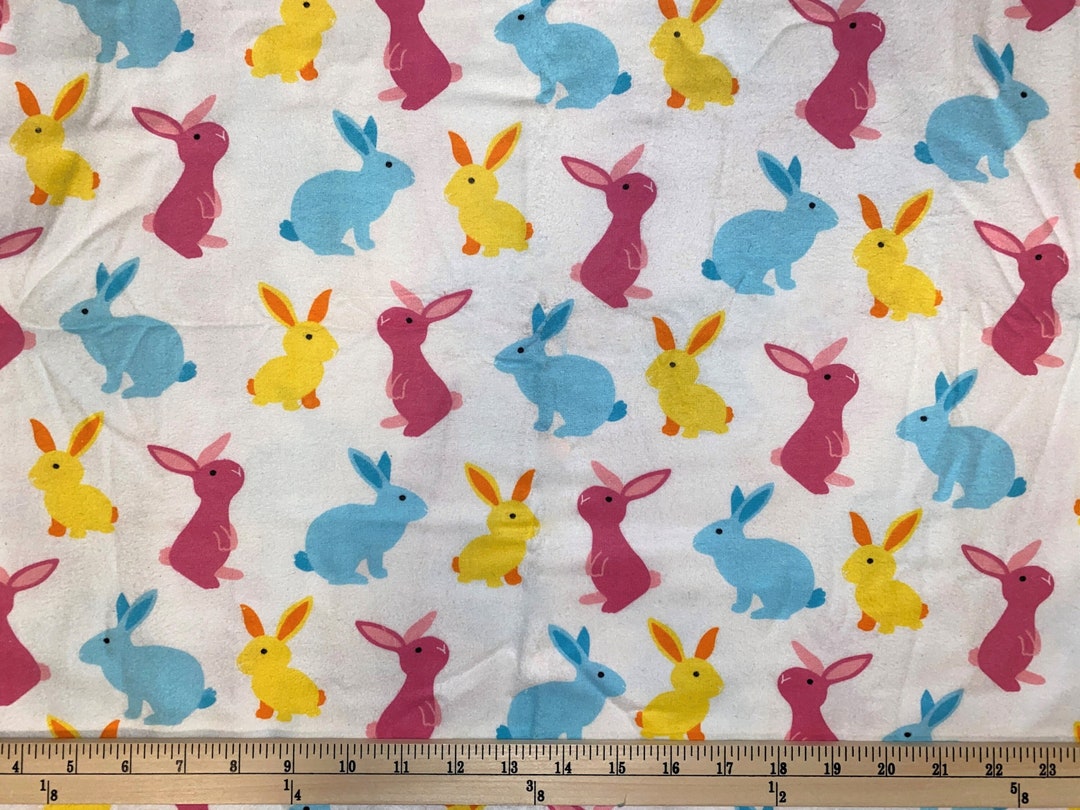 Bunny Flannel Fabric Rabbit Cotton Quilting Crafting Sewing Flannel ...