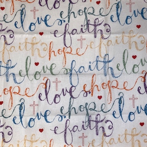 Faith Hope Love Words Cotton Quilt Craft Sewing Fabric - Colors - Etsy