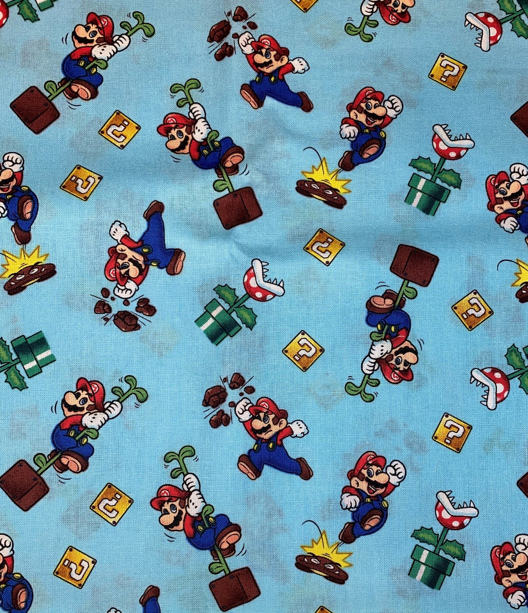 Blue Mario Game Fabric Cotton Quilting Crafting Sewing Fabric - Etsy