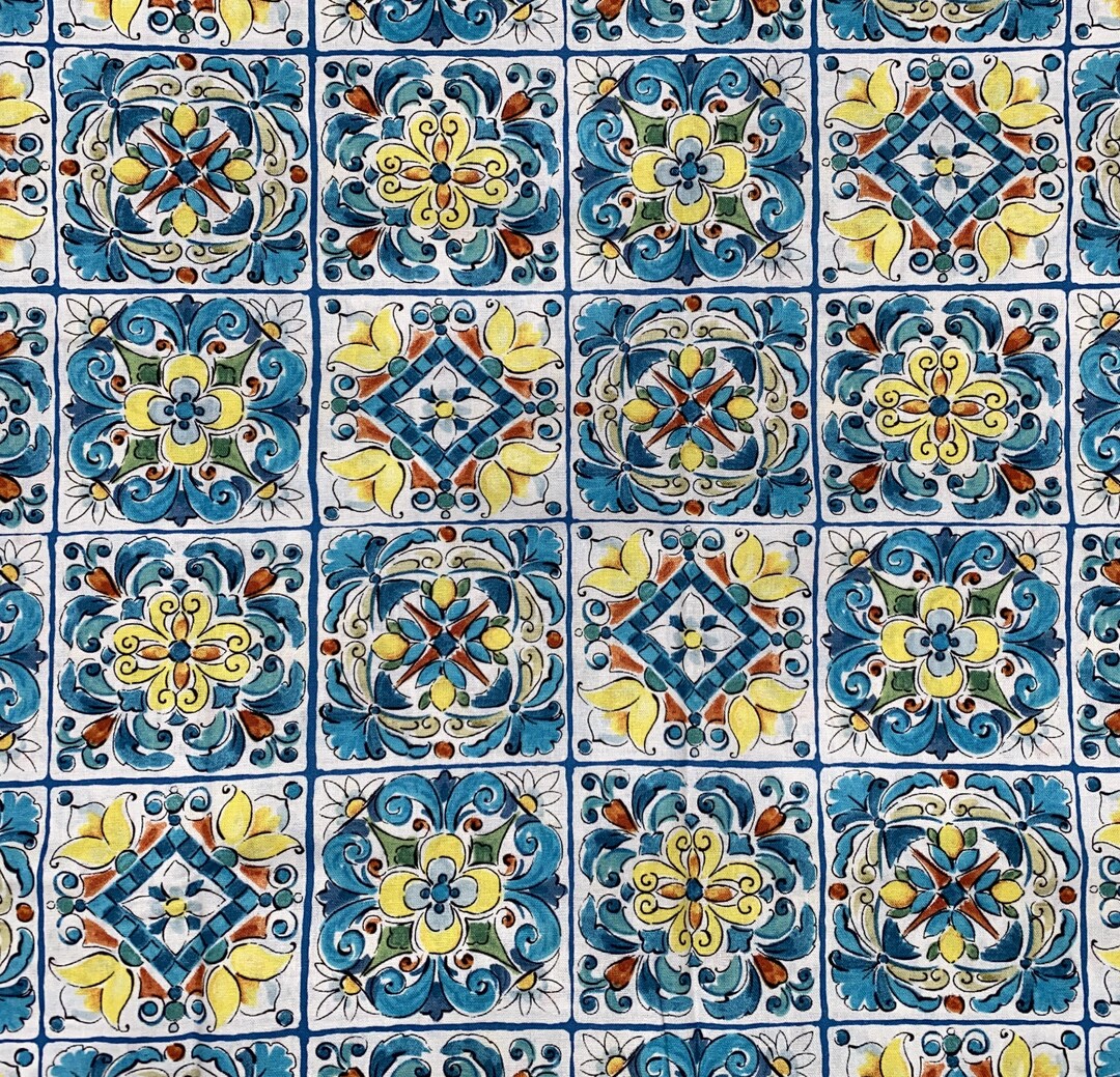 Cyprus Breeze Fabric Tiles Quilt Cotton Craft Sewing Fabric - Etsy