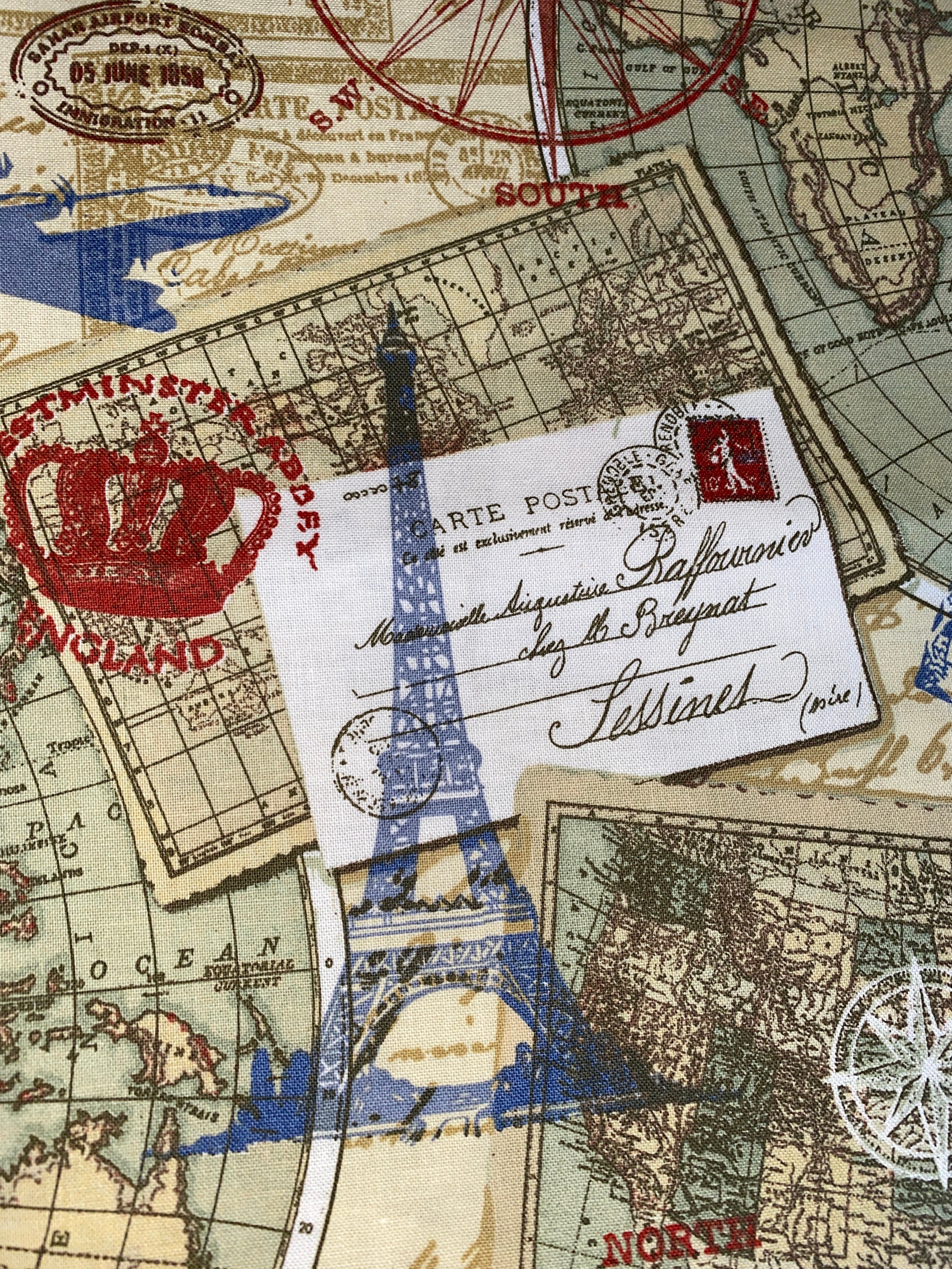 World Map Travel Cotton Quilting Crafting Sewing Fabric - Etsy