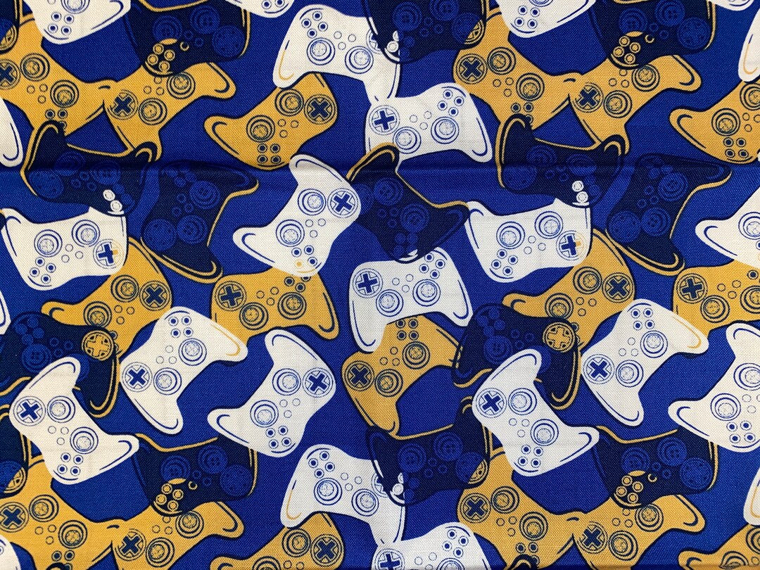 Video Game Fabric Gamer Controller Kids 100% Cotton Quilting Crafting ...