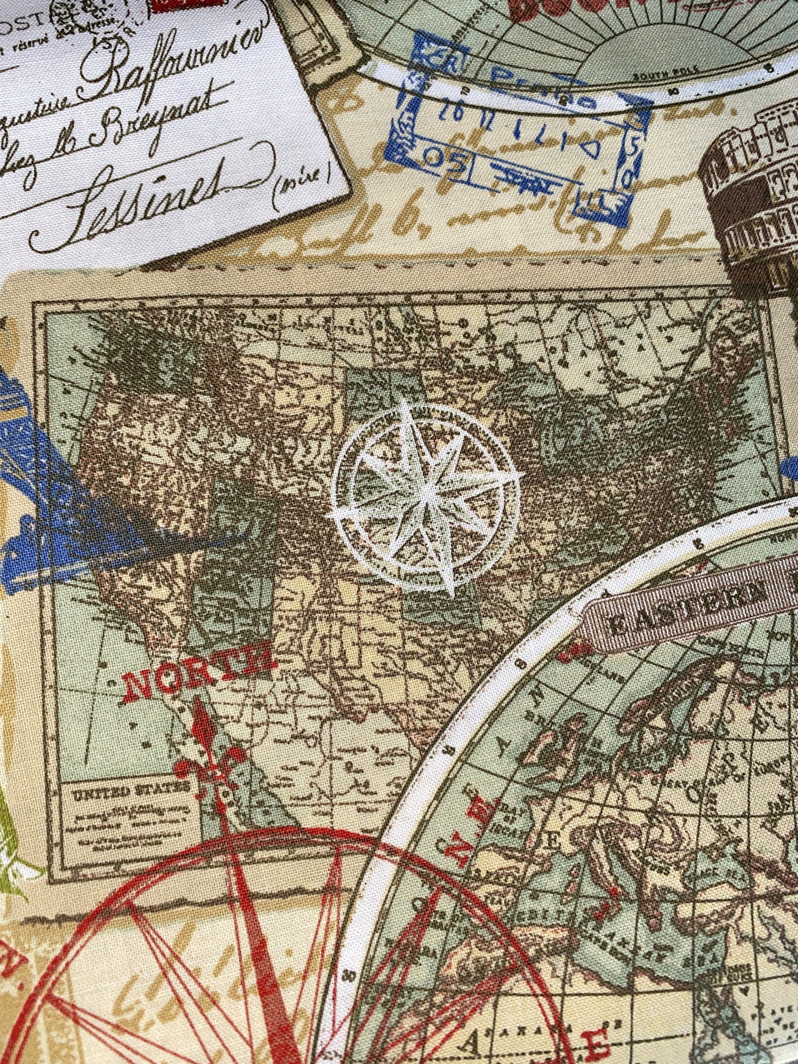 World Map Travel Cotton Quilting Crafting Sewing Fabric - Etsy