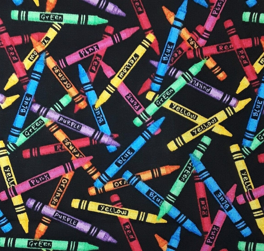 Crayon Fabric Black Quilting Crafting Fabric Pre-cut Fat Quarters - Etsy