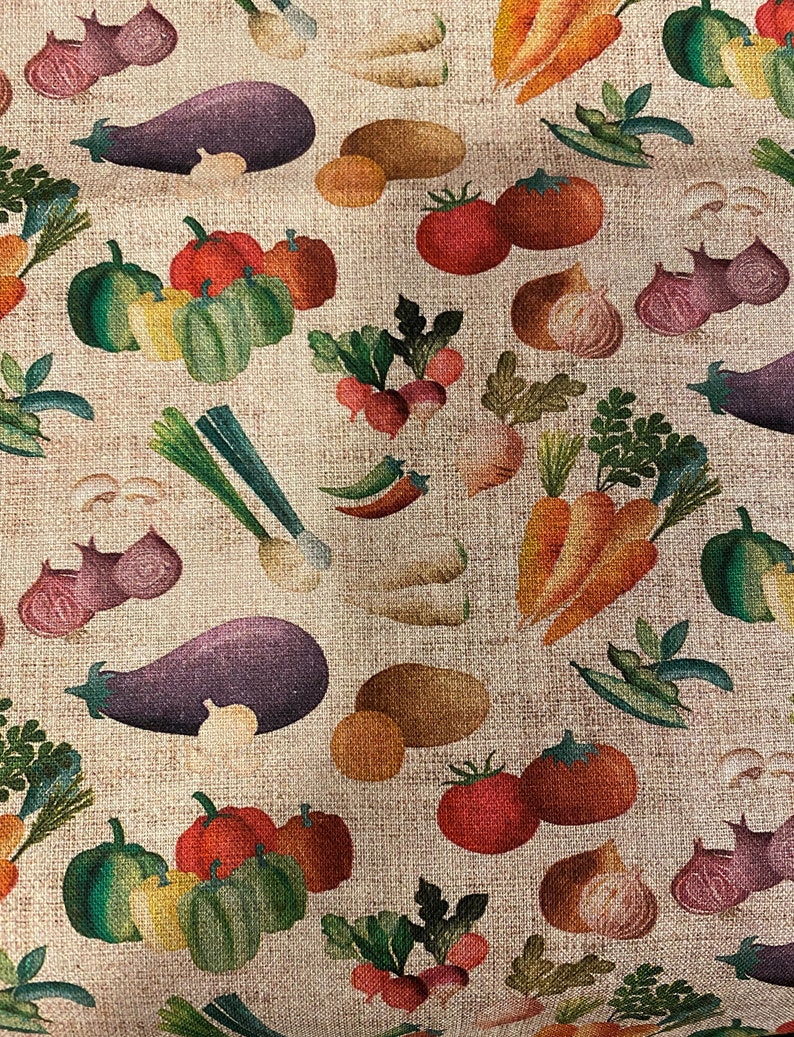 Veggies Food Fabric Vegetable Cotton Quilting Crafting Sewing Fabric (2 ...