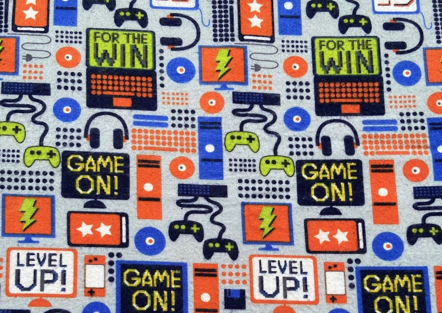 Gamer fabric FQ video game on controller level up 100% cotton | Etsy