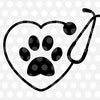 Paw Print Stethoscope SVG Vet Nurse Veterinary Heart Dog Cat Love Paw ...