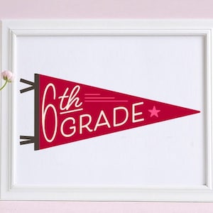 Sixth Grade Pennant Flag Svg Cut File T- Shirt Digital Download Clipart ...