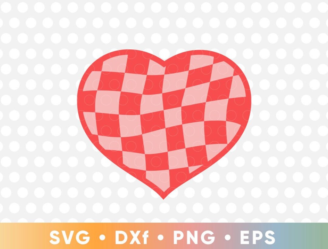 Checkered Heart SVG Cute Valentine's Day Retro T-shirt File Love Heart ...