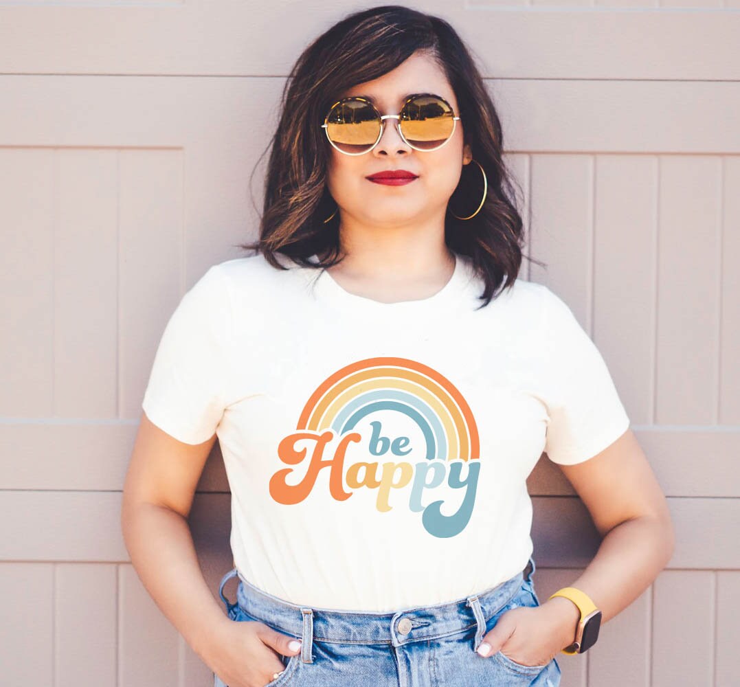 Rainbow Be Happy SVG Cut Files Cricut Files Cute T-shirt Cut - Etsy