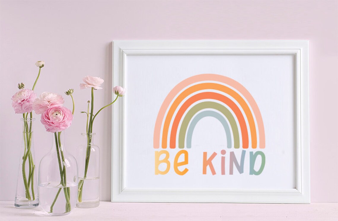 Rainbow Be Kind SVG Cut Files Cricut Files Cute T-shirt Cut - Etsy