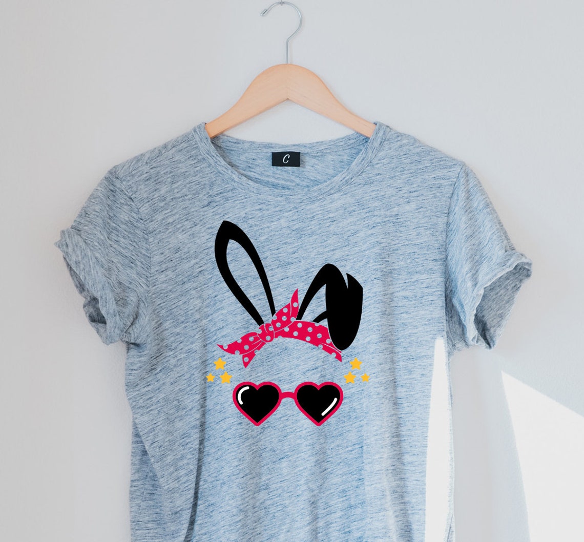 Bunny With Heart Sunglasses Svg Easter Bunny Svg Bunny Face | Etsy