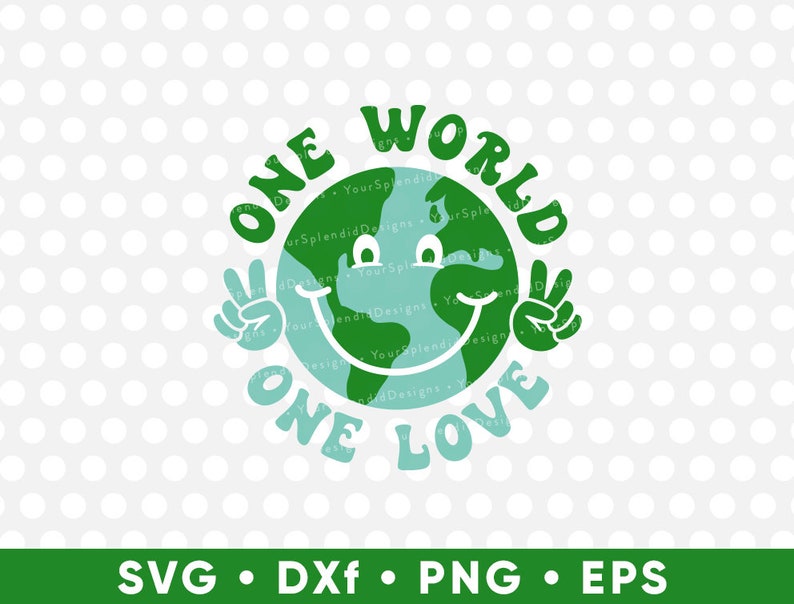 One World One Love SVG Silhouette Cricut Cut Files Cute Fun - Etsy