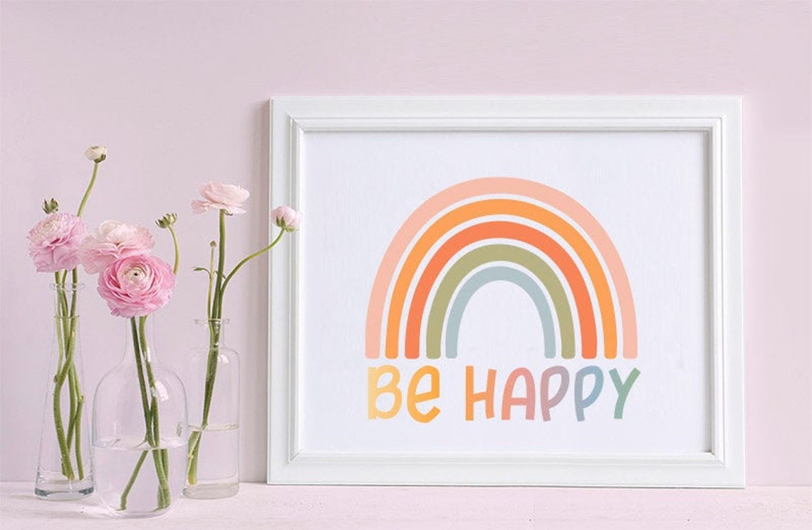 Rainbow Be Happy SVG Cut Files Cricut Files Cute T-Shirt Cut | Etsy