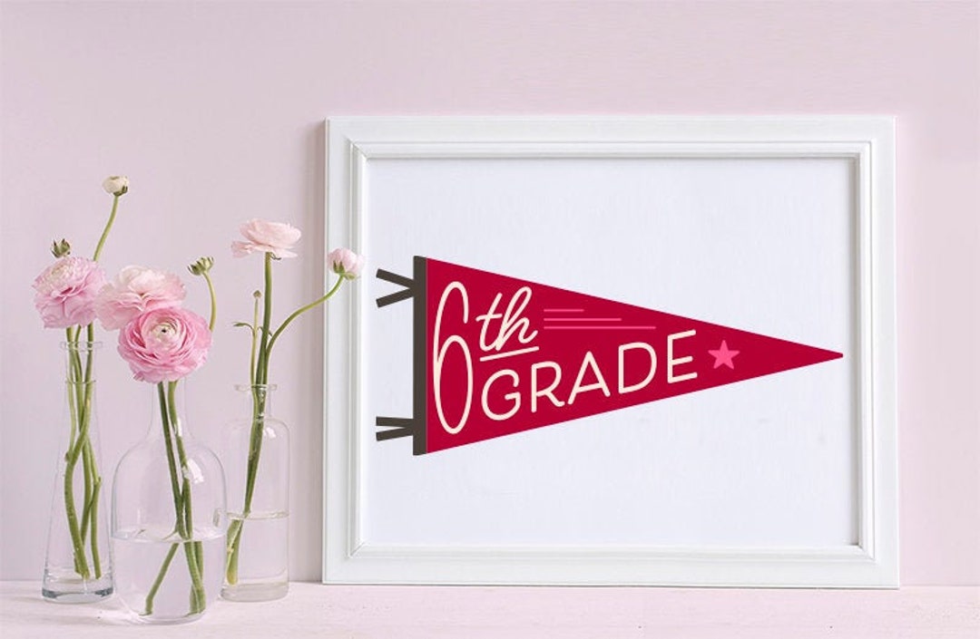 Sixth Grade Pennant Flag Svg Cut File T- Shirt Digital Download Clipart ...
