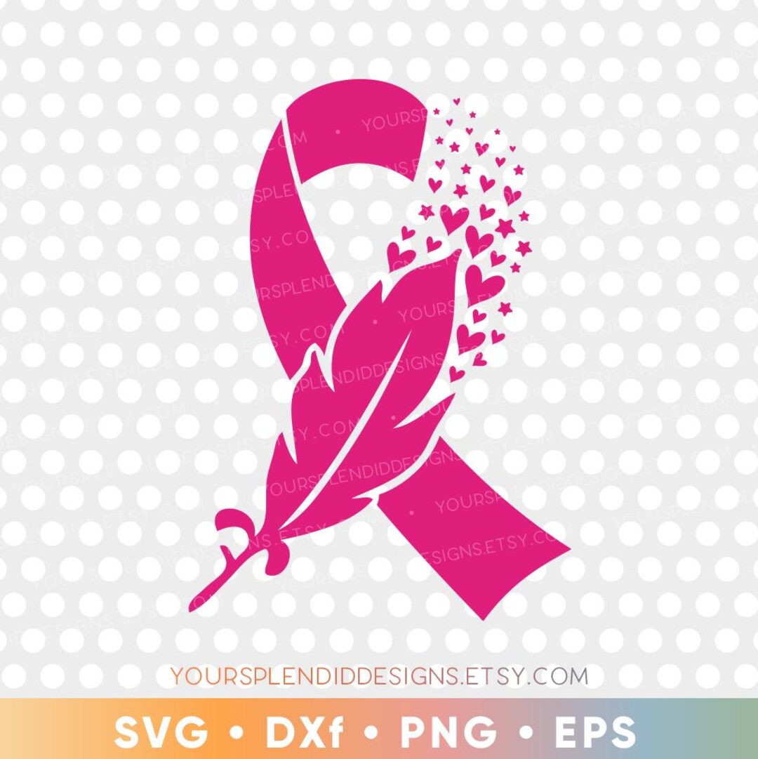 Breast Cancer Awareness Ribbon With Feather, in October We Wear Pink ...