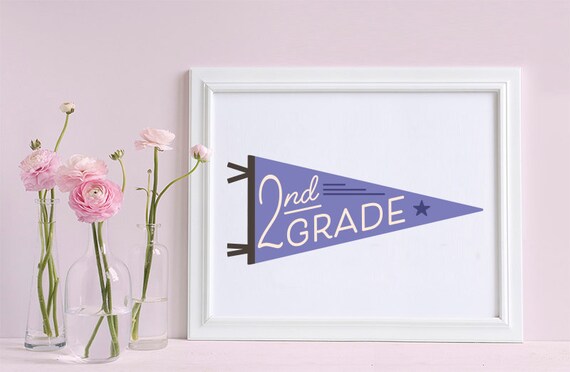 Second Grade Pennant Flag Svg Cut File T-shirt Digital | Etsy