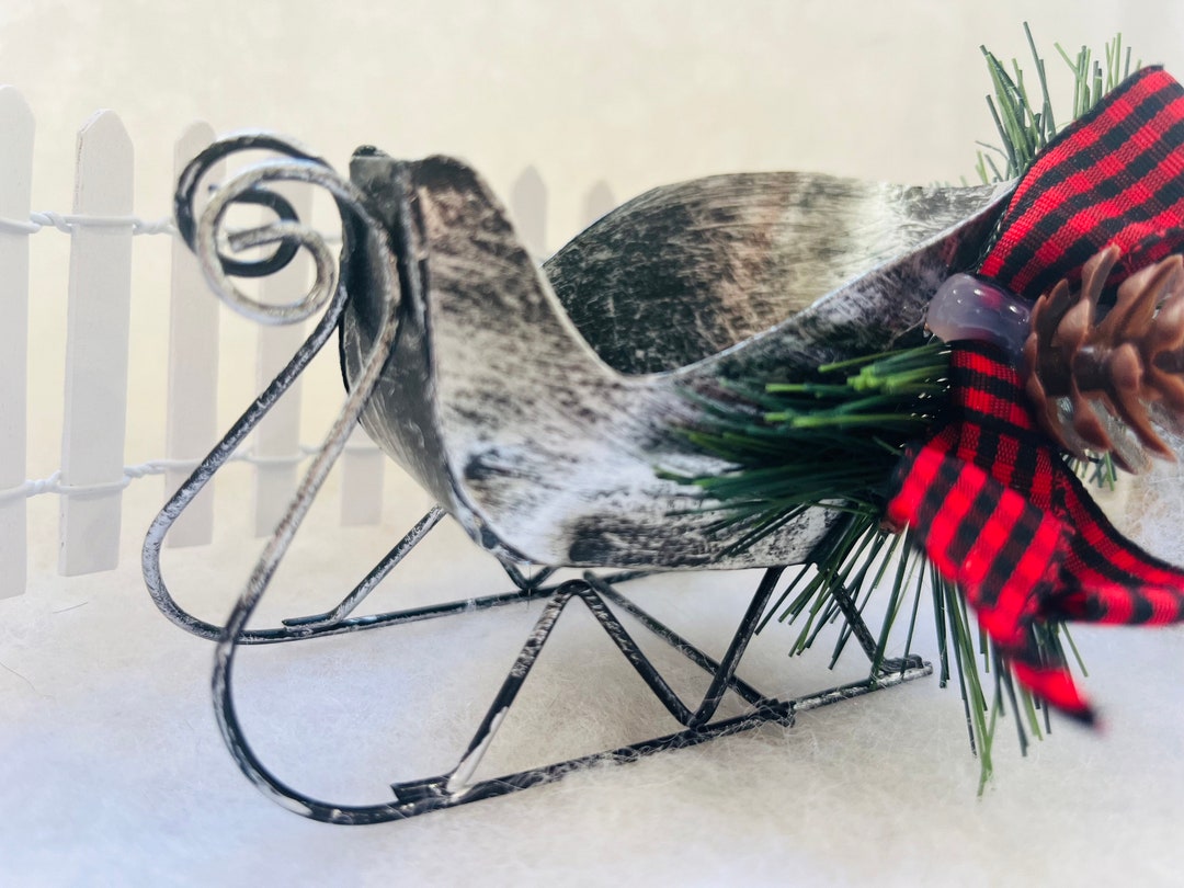 Fairy Garden Metal Sleigh Miniature Winter Wedding Holiday Diorama ...