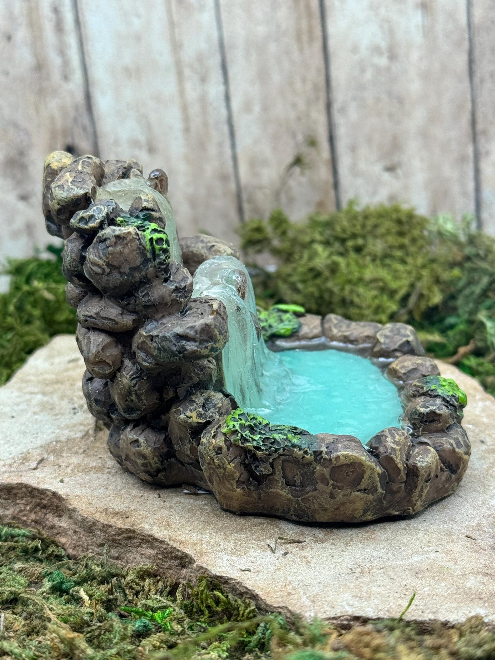 Miniature Fairy Garden Waterfall Resin Pond Mossy Woodland Enchanted ...