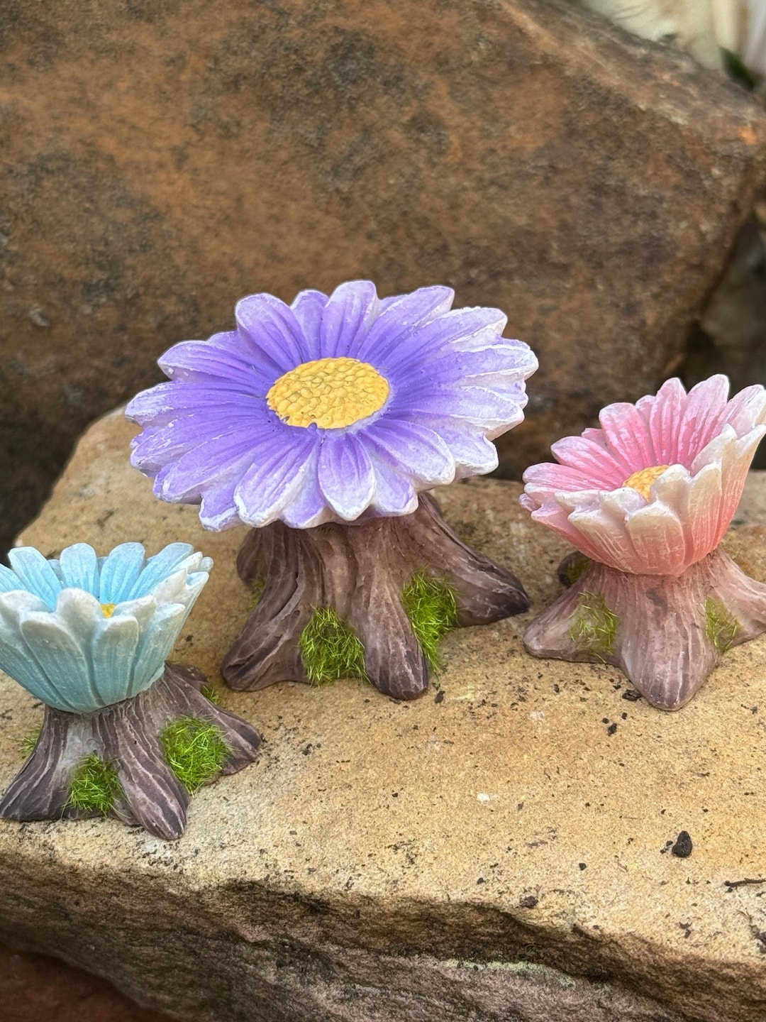 Fairy Garden Flower Bistro Set: Resin Chairs & Table, Miniature ...