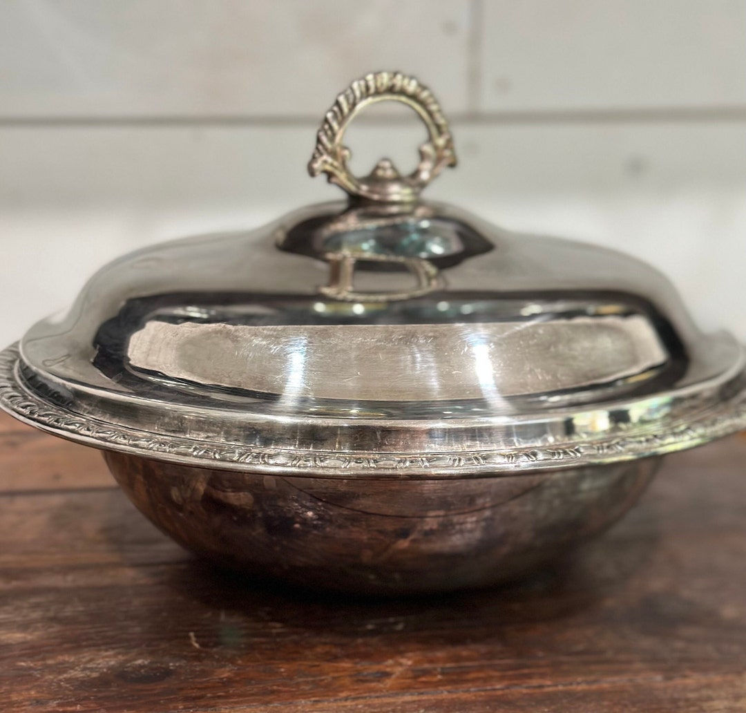 Vintage Silver Plated Serving Dish W/lid - Vintage Wedding - Vegetable ...