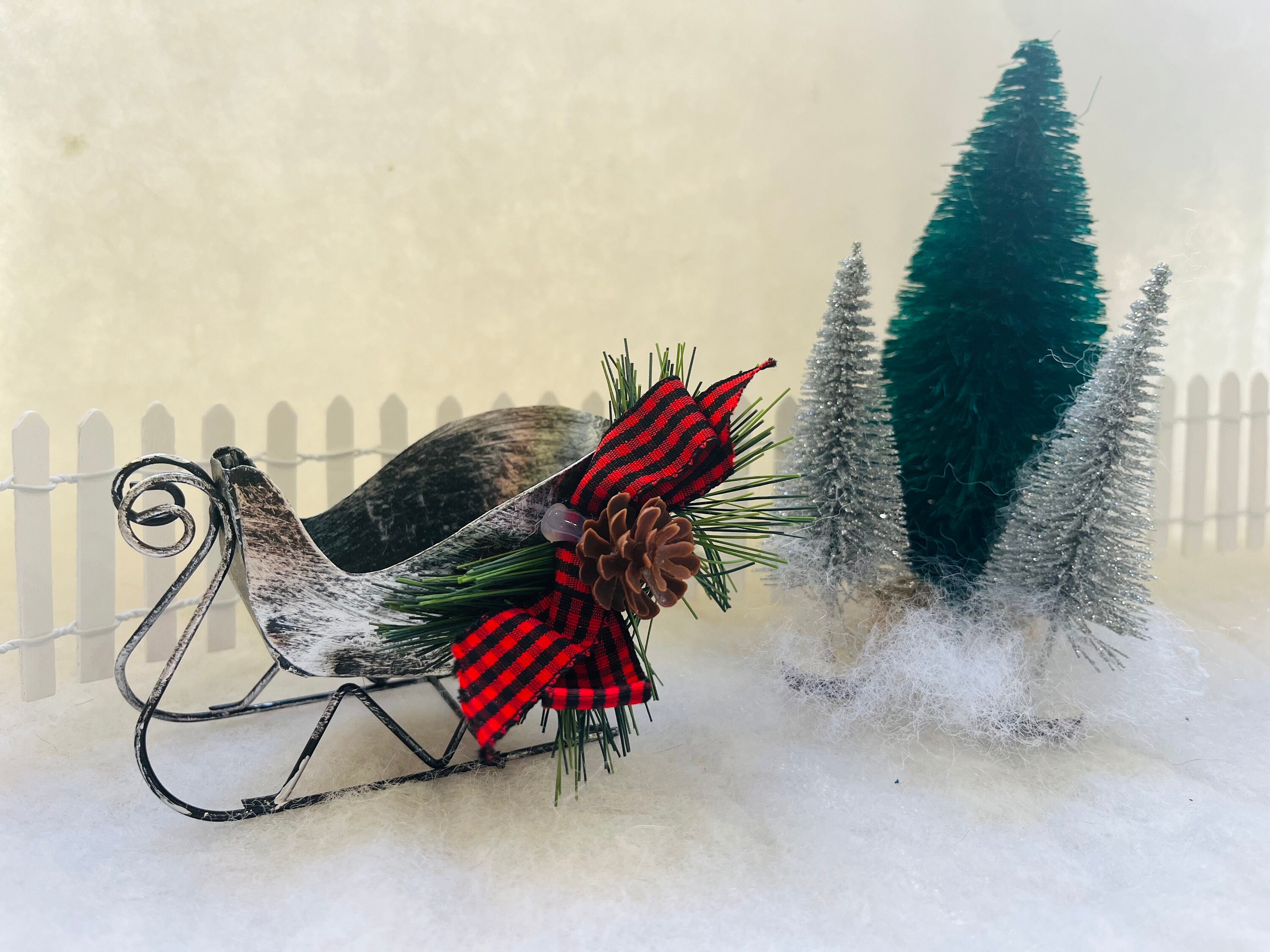 Fairy Garden Metal Sleigh Miniature Metal Sleigh Winter Fairy Red ...