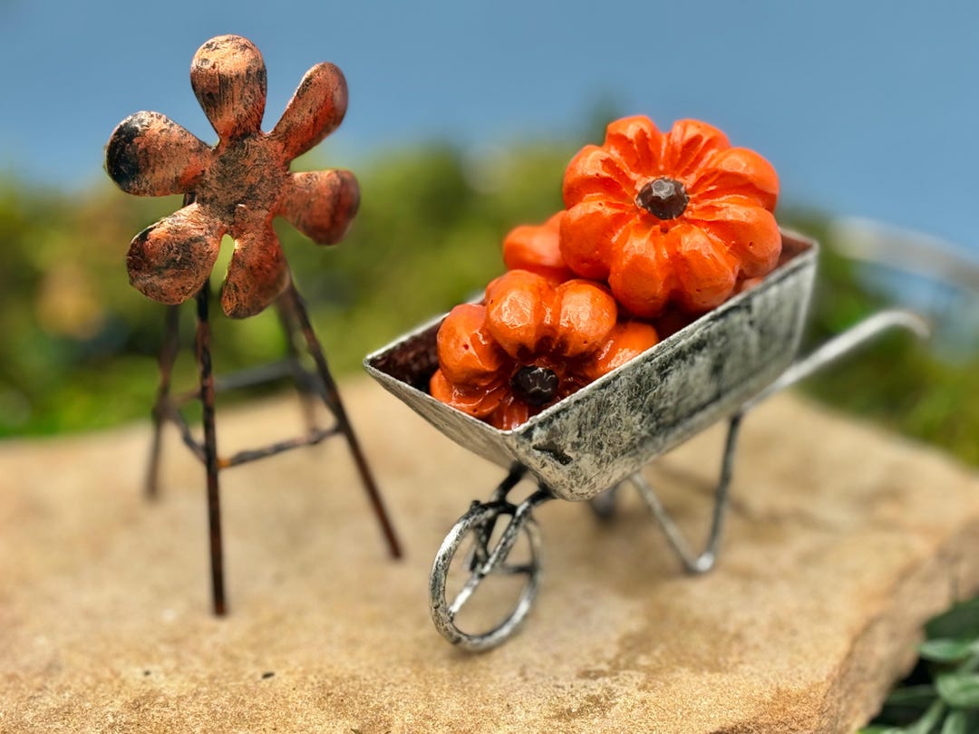 Miniature Metal Wheelbarrow,terrarium Decor,tiny Windmill,small Plant ...