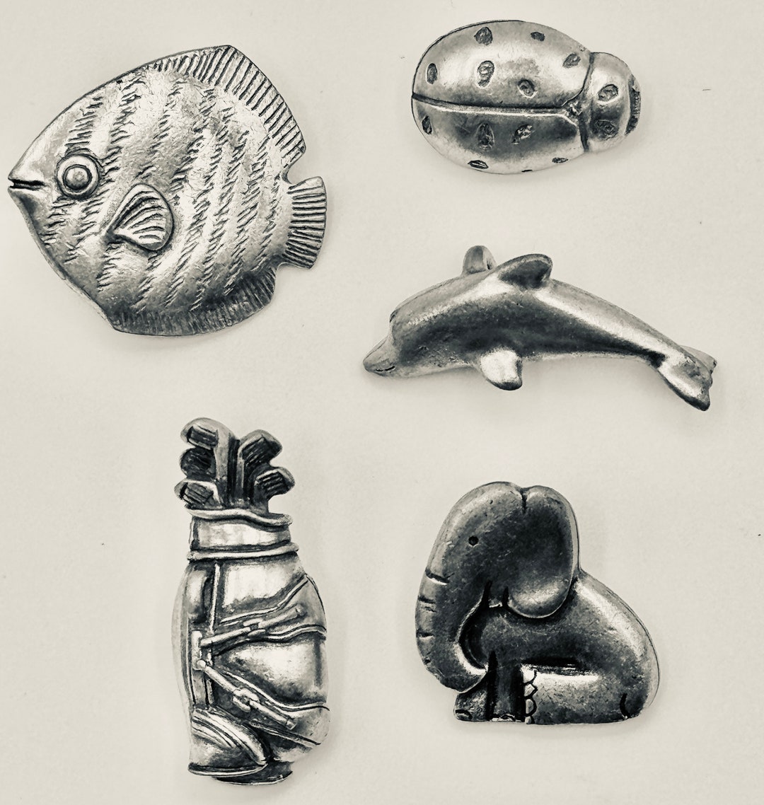 Vintage Dan Forth Pewter Buttons for Jewelry-crafts-sewing-fish Ocean ...