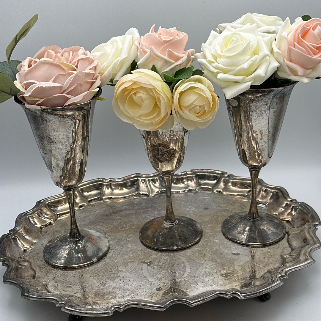 Silver Vintage Wine Goblets Shot Glass for Wedding Decor Centerpiece ...