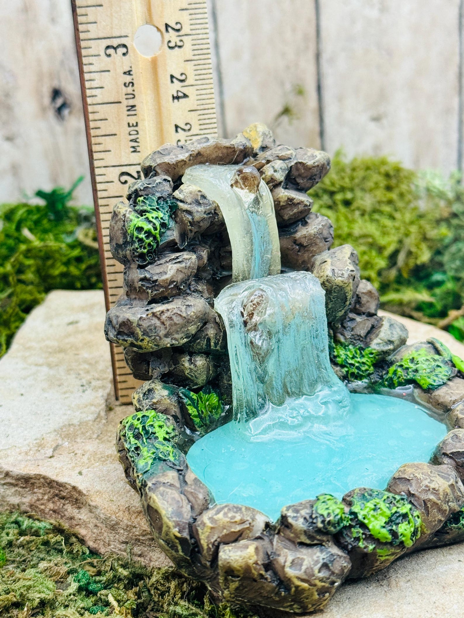 Miniature Fairy Garden Waterfall Resin Pond Mossy Woodland Enchanted ...