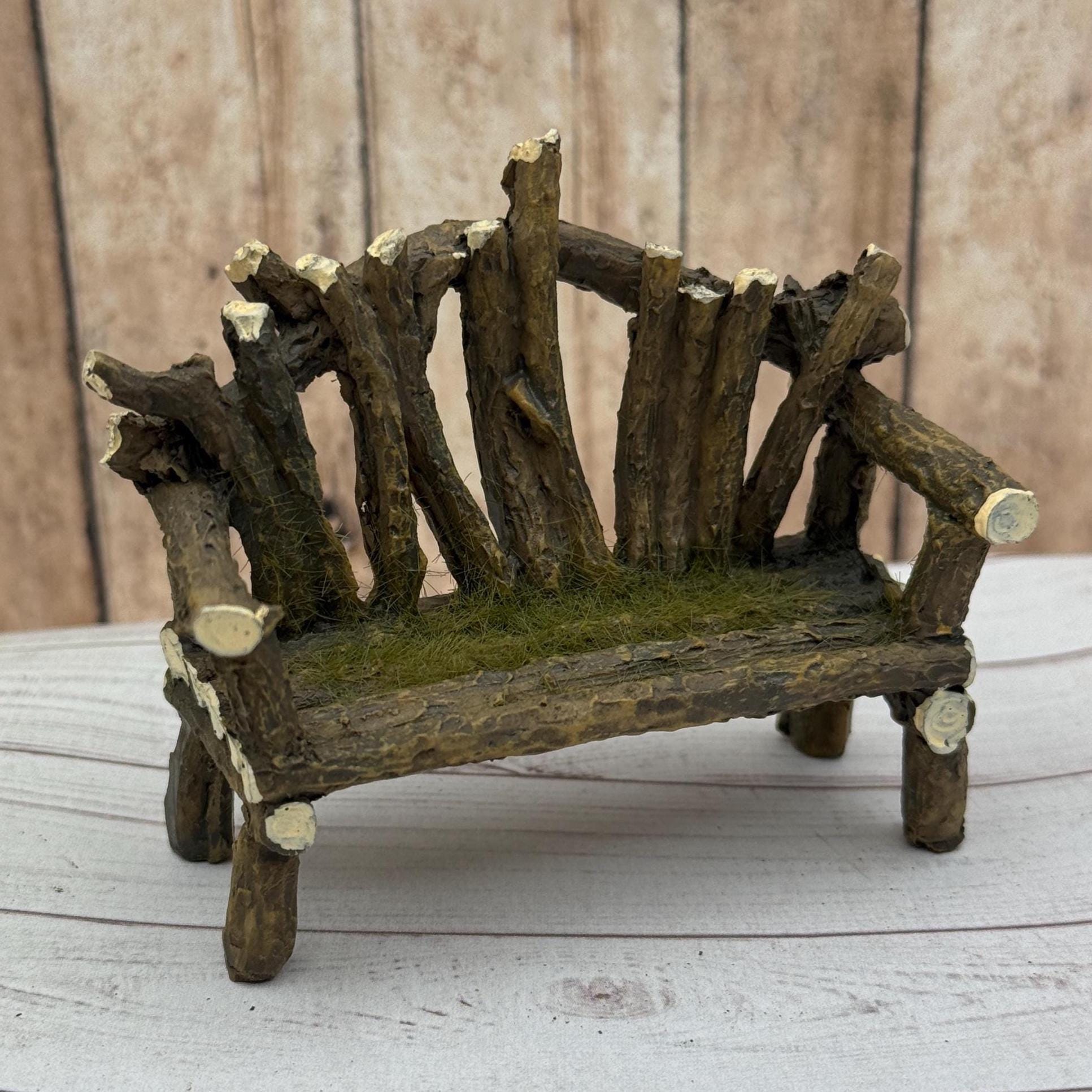 Fairy Garden Miniature Branch Bench: Woodland Dollhouse Furniture Gnome ...