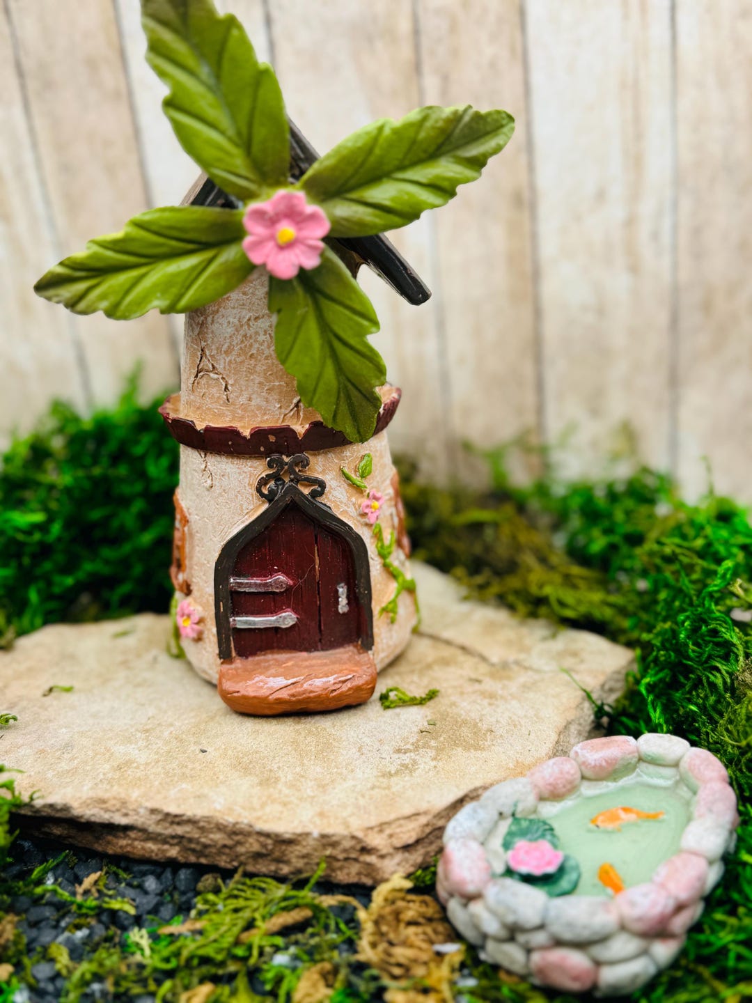 Light up Enchanted Fairy Garden Tea Pot House Cake Topper Birthday ...