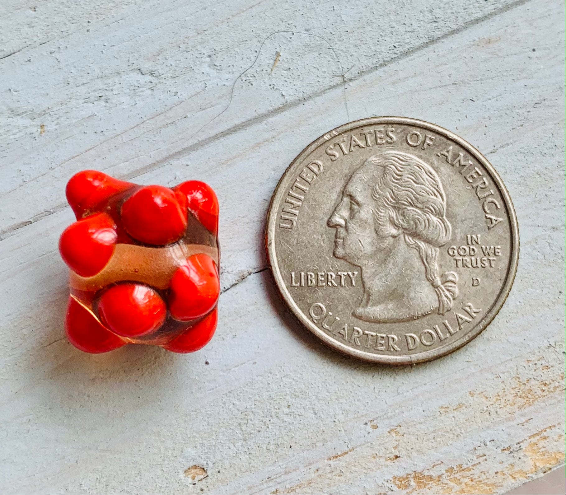 2 pc Clear Lampwork Glass Beads w/Orange Bumps - Etsy España