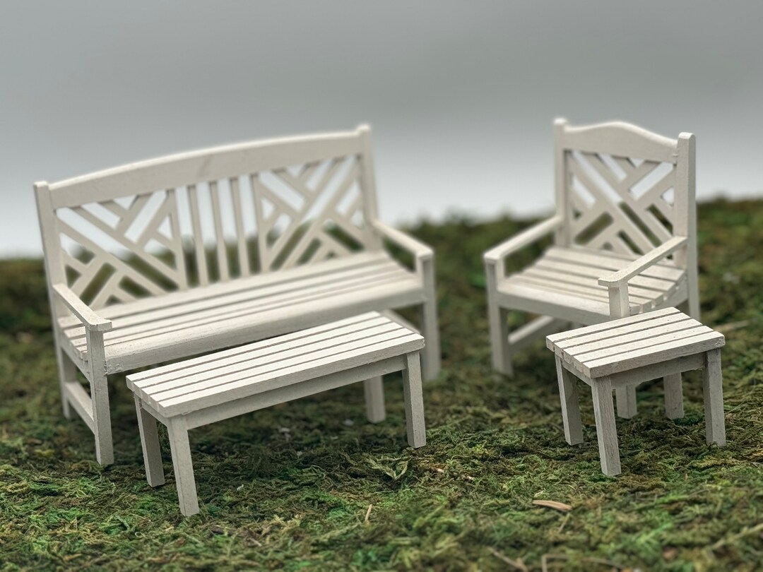 Miniature Wood Bench Set -dollhouse Furniture Terrarium Decor- Small ...