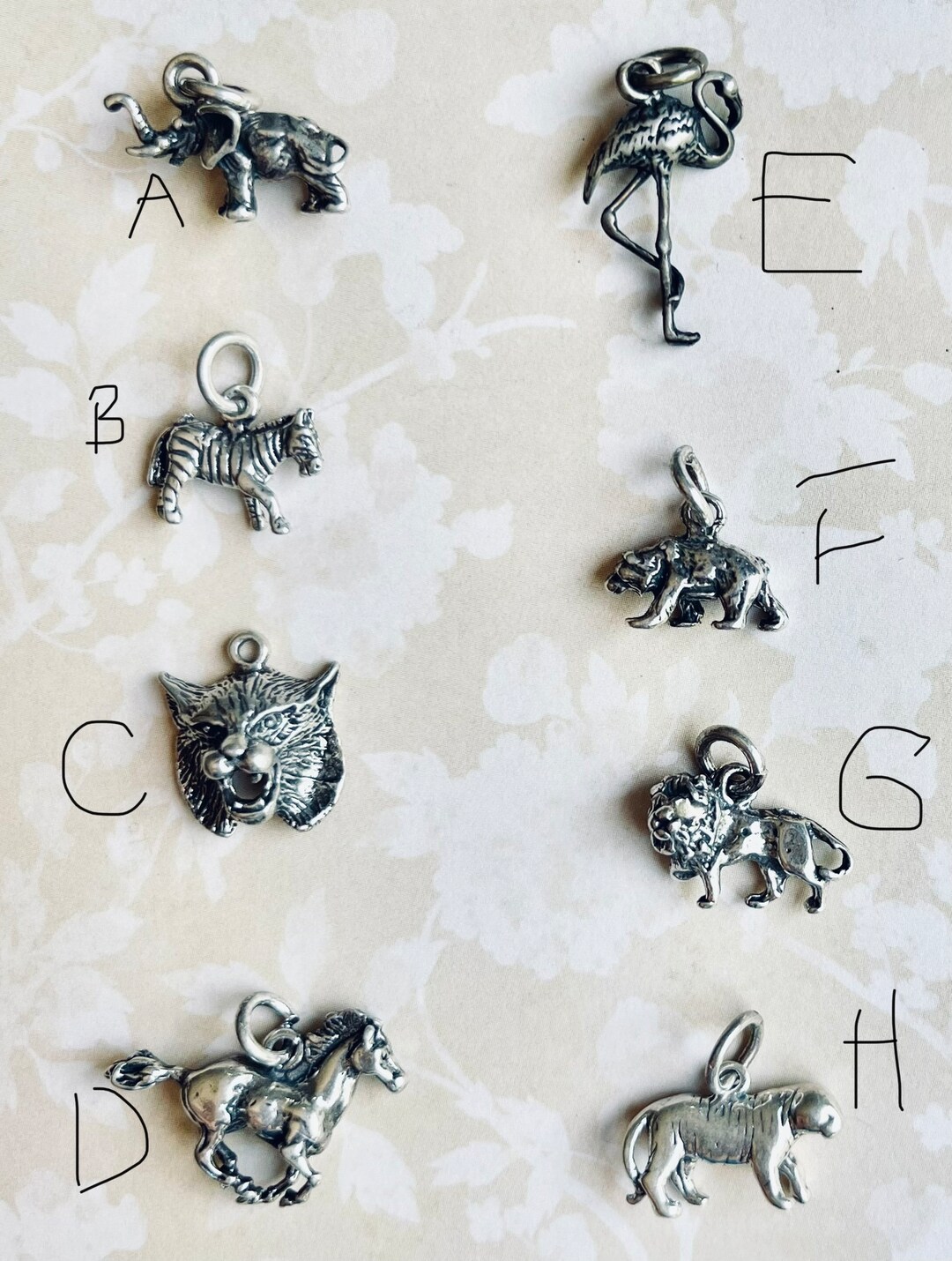 Vintage Sterling Silver Animal Charms -elephant Charm - Mustang Charm ...