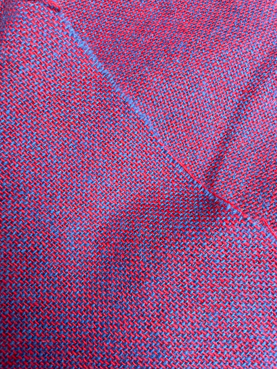 Vintage Welsh Wool Fabric – Red and Blue Weave, Lightweight (by the ...