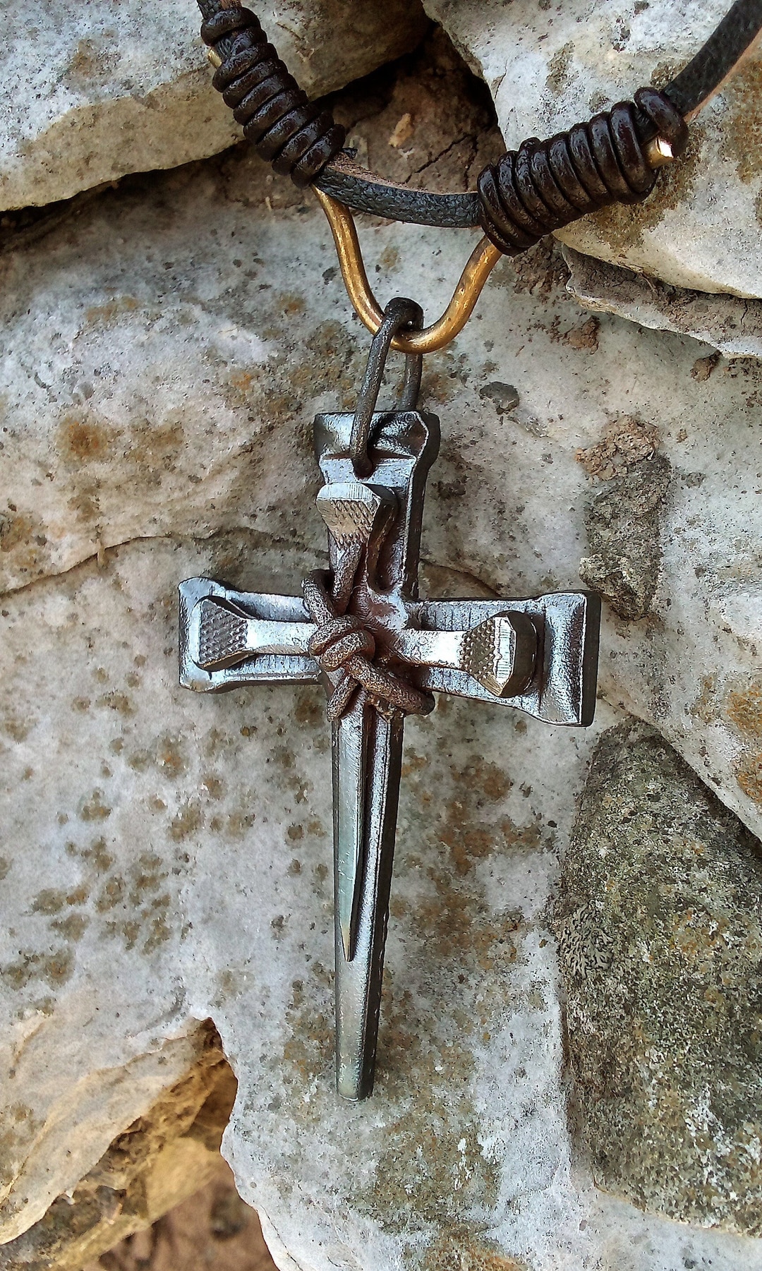 Rustic Cross Necklace, Handmade, Men's Cross Necklace, Spring, Easter ...