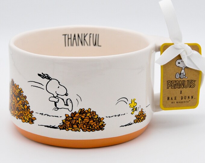Rae Dunn X Peanuts Fall Soup Mug, Charlie Brown Snoopy THANKFUL ...
