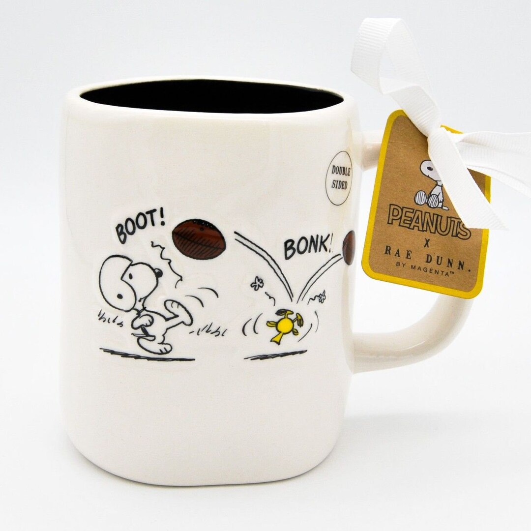 Rae Dunn X Peanuts Game Day Mug, Snoopy & Woodstock Football 16oz ...