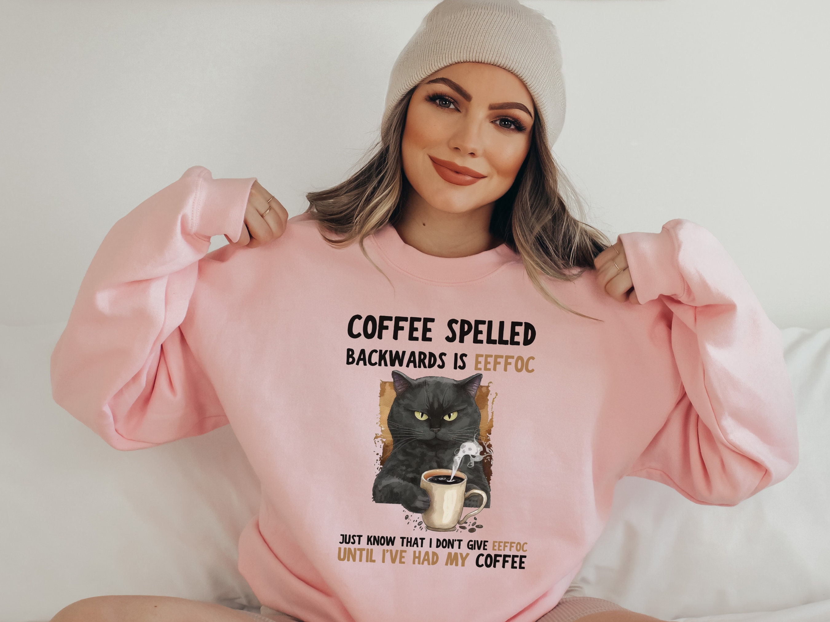 Coffee Spelled Backwards is EEFFOC Sweatshirt Cat Owner Gift - Etsy