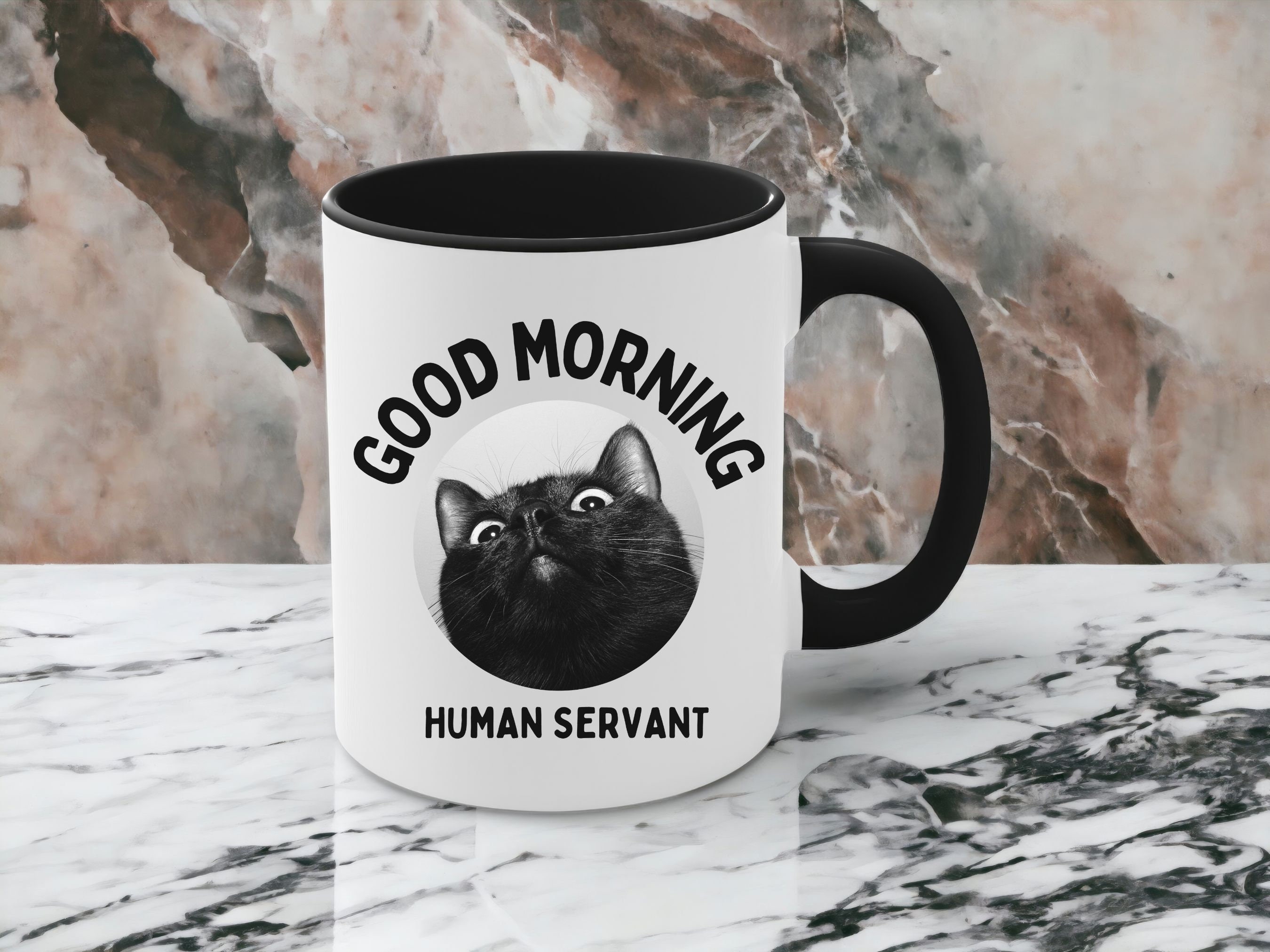 Funny Cat Coffee Mug Good Morning Human Servant Sarcasm Mug - Etsy
