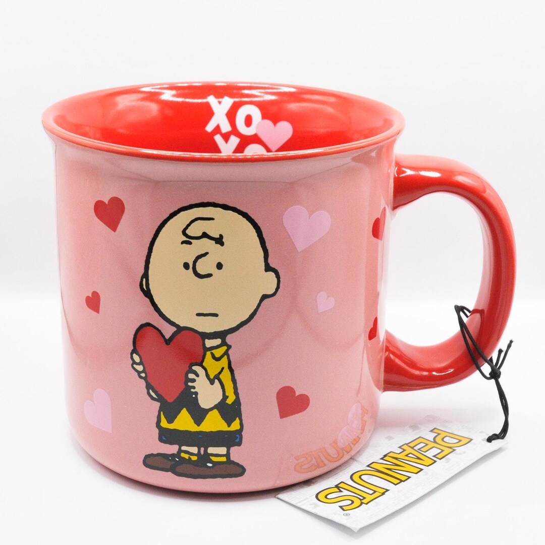 Pink Peanuts Mug, Snoopy and Charlie Brown Valentine's Day 20oz Coffee ...