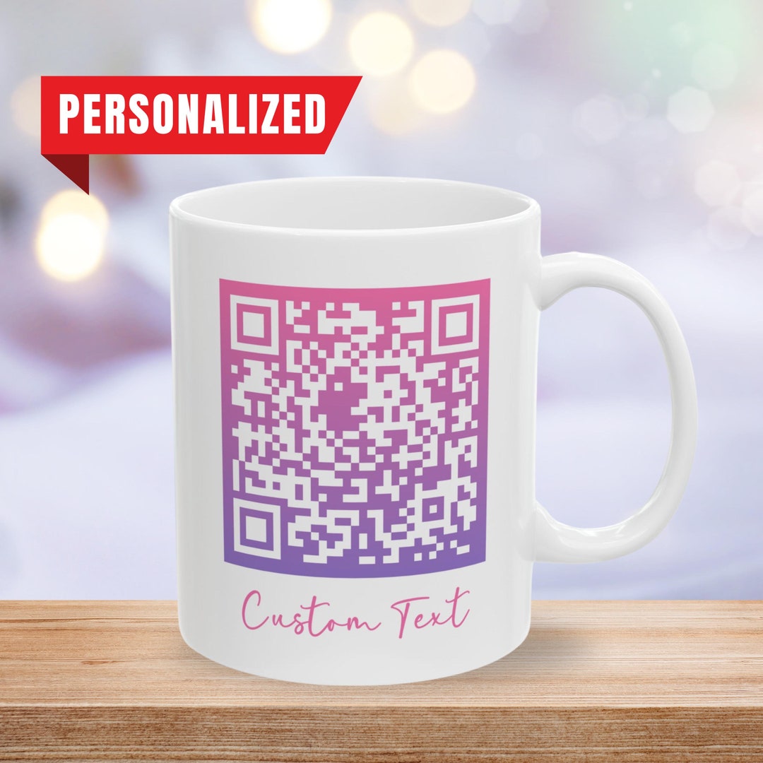 Custom QR Code Mug, Wedding Announcement Mug, Personalized QR Code Gift ...