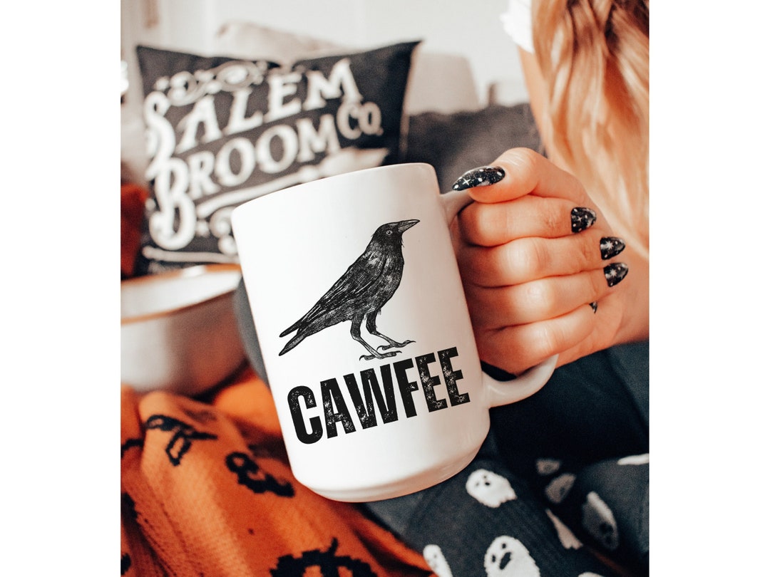 Cawfee Crow Coffee Mug, Bird Lover Gifts, Crow Gifts, Crow Art, Bird ...