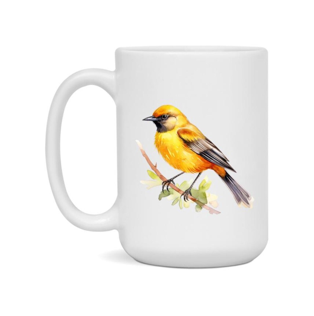 Bird Watching Mug Orchard Oriole Song Bird Mug 15oz White Ceramic ...