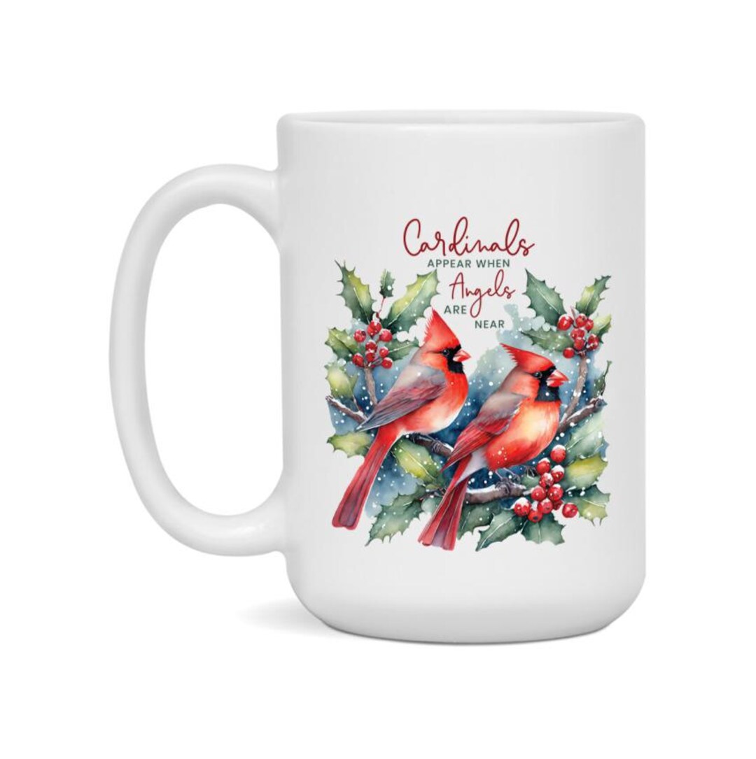 Red Cardinal Mug Northern Red Cardinal Christmas Mug With Heartfelt ...