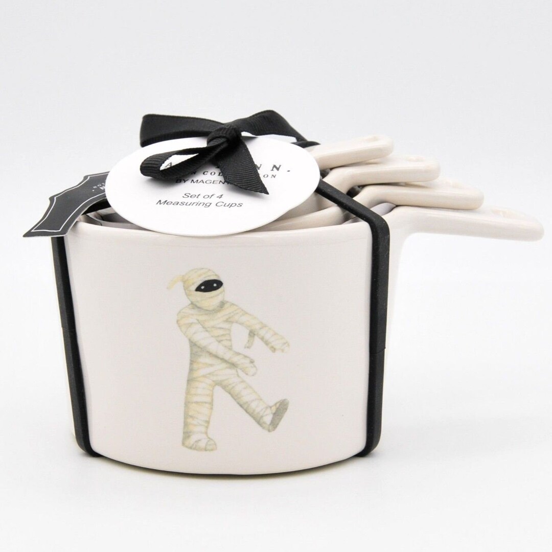 Rae Dunn Mummy Measuring Cups Set of 4 Ceramic Measuring Cups Halloween ...